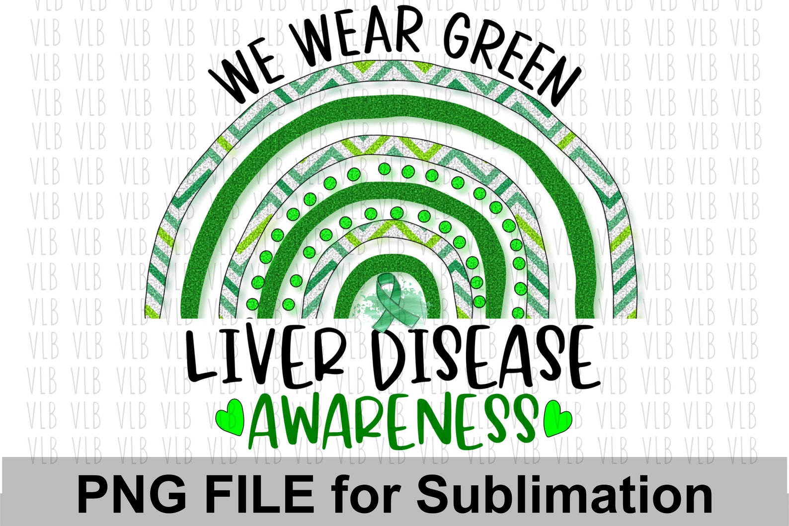 WE WEAR GREEN Liver Disease Awareness Boho Rainbow Clipart - Etsy