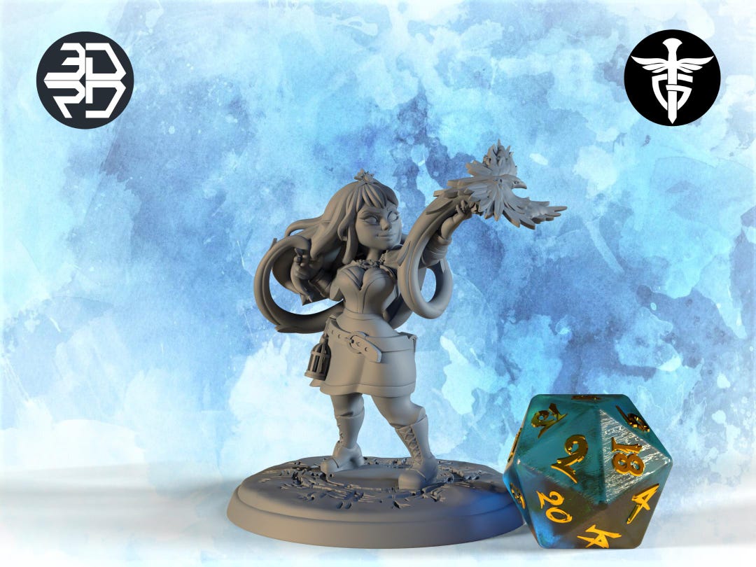 Female Halfling Warlock Miniature, Hadrey | Twin Goddess Miniatures ...