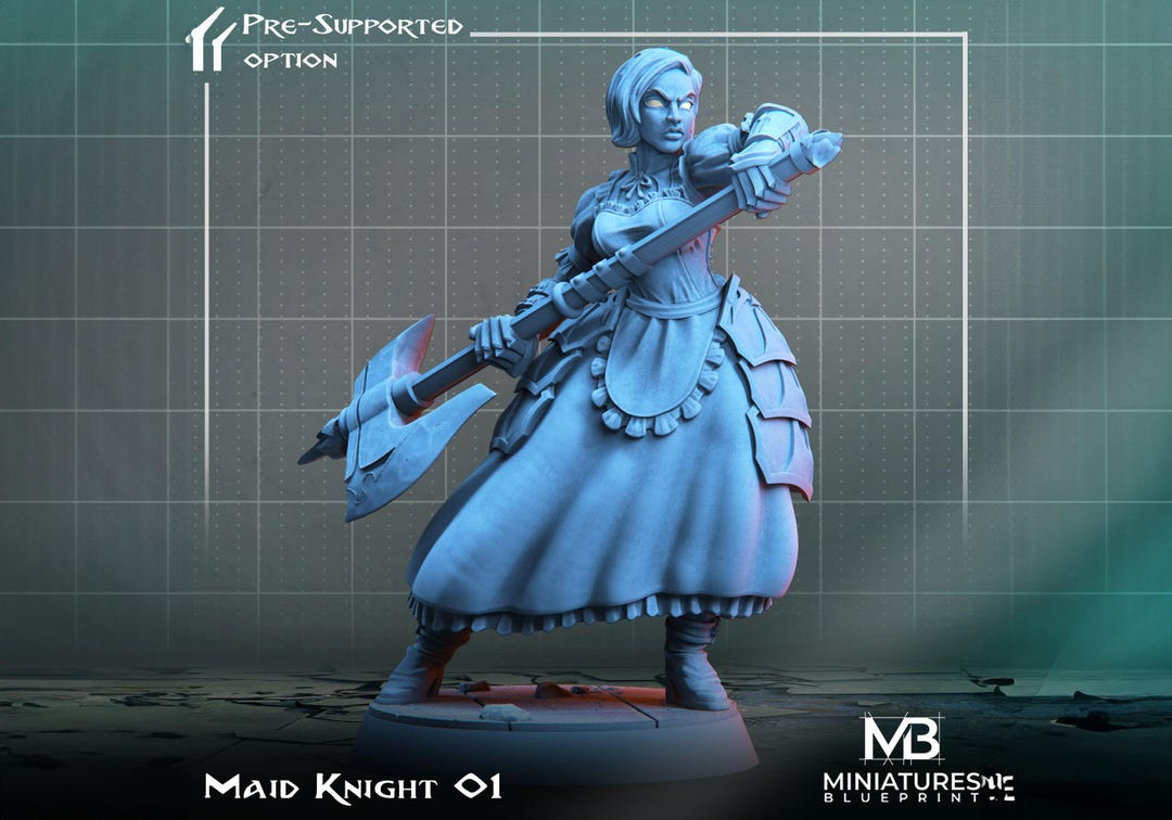 Maid Knight Miniature | Tabletop RPG Miniature | Miniatures Blueprint ...