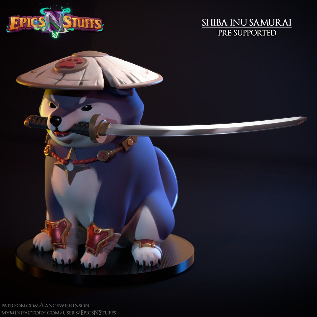 Shiba Inu Samurai Miniature Tabletop RPG Miniature Epic 'N' Stuff ...