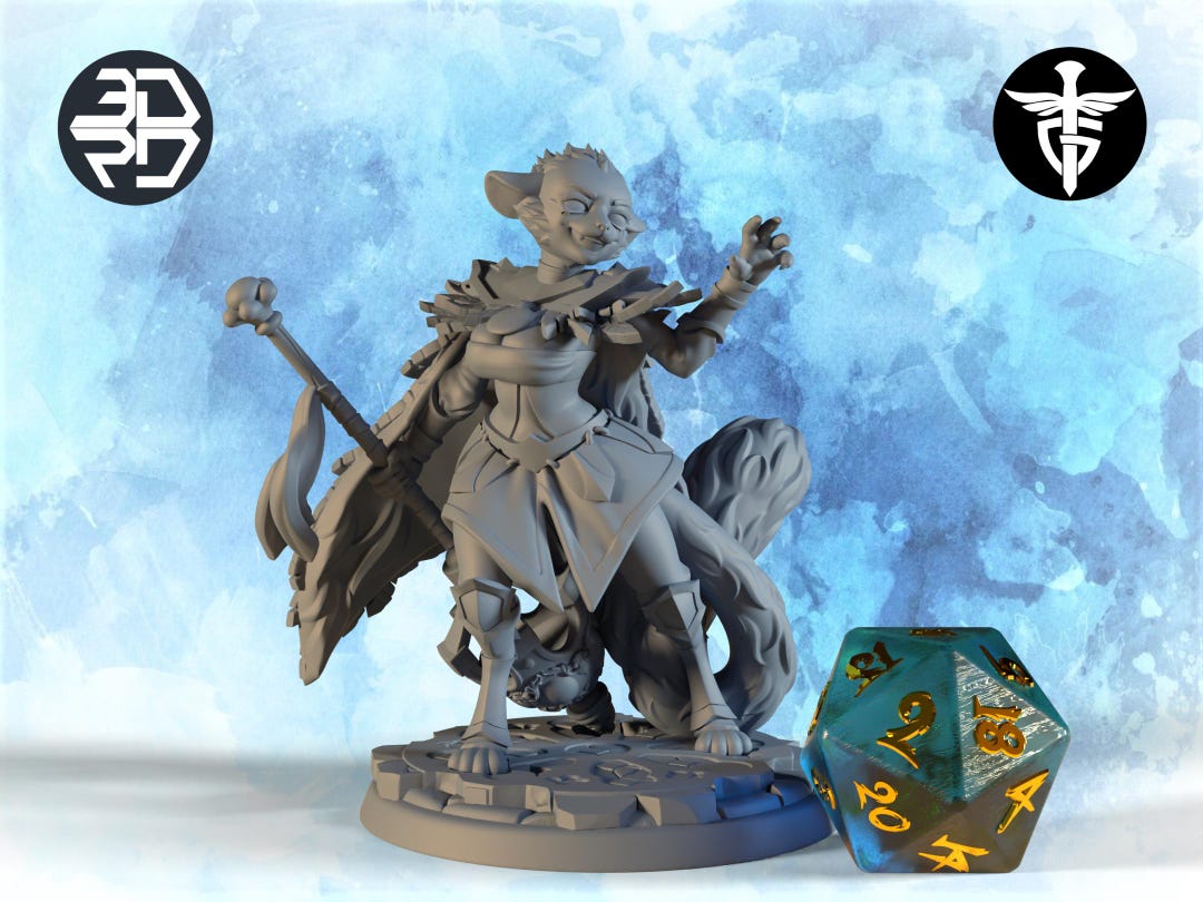Female Tabaxi Cleric Miniature, Kizi | Twin Goddess Miniatures ...