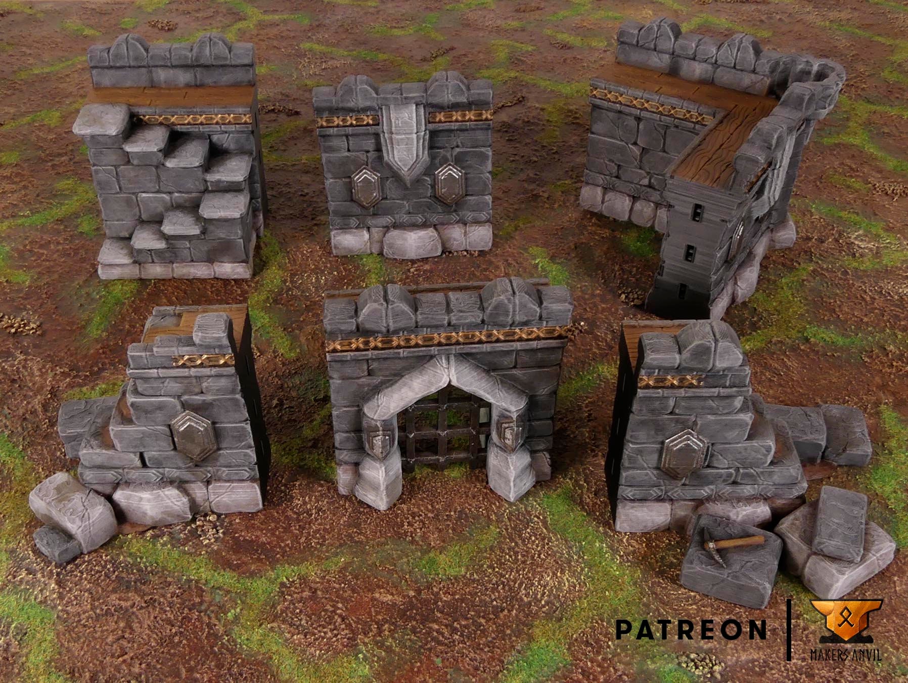 Dwarf Wall Modular Terrain Scenery | Makers Anvil | Roleplaying 3D ...