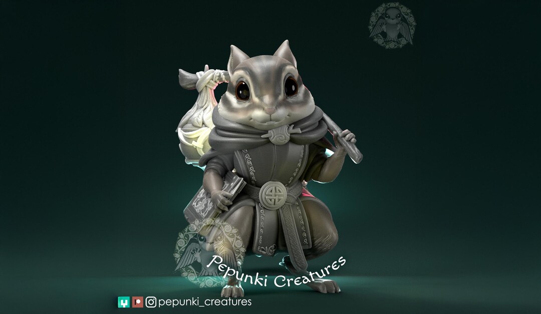 Chipmunk Miniature | Tabletop RPG Miniature | Pepunki Creatures ...