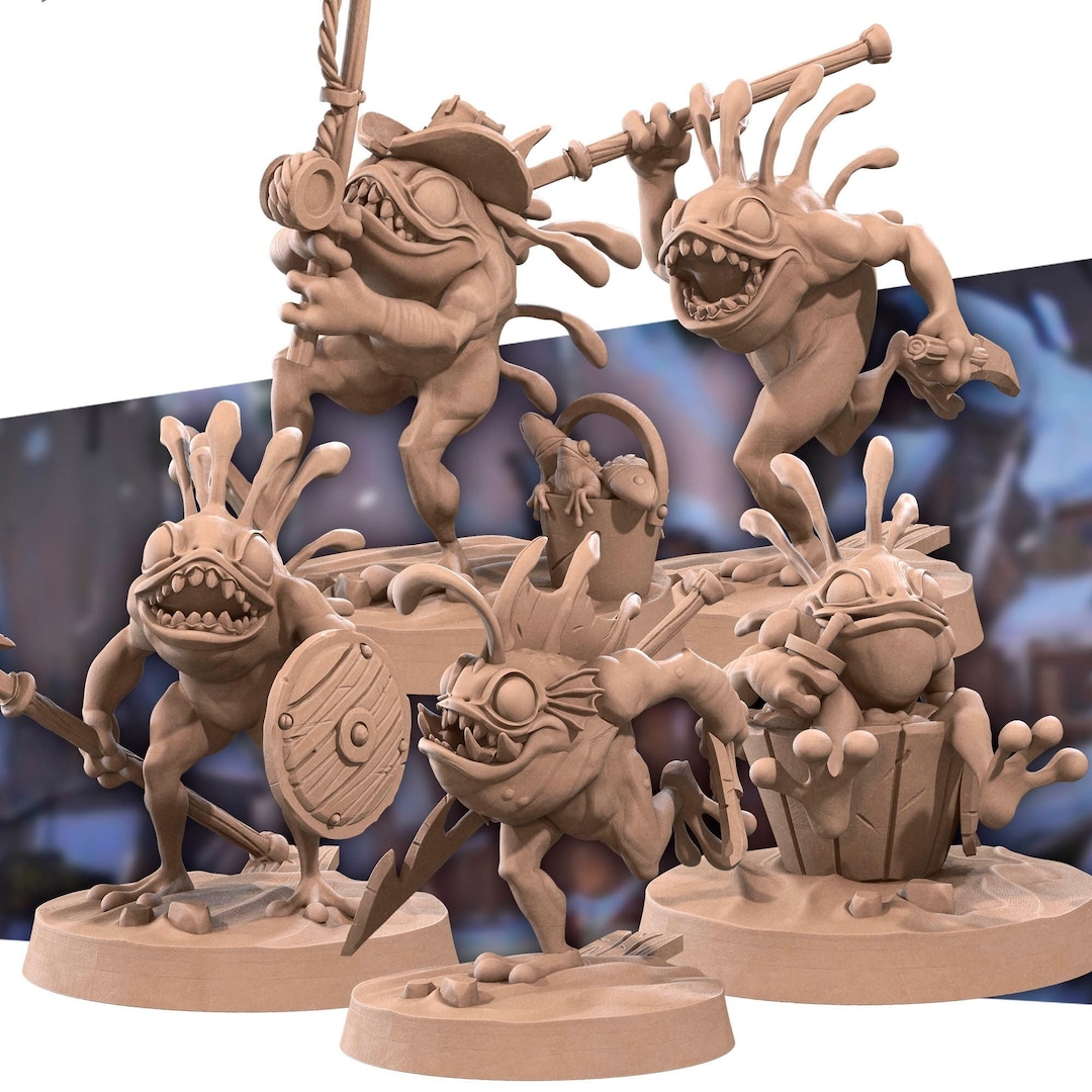 Murloc Miniature Tabletop RPG Miniature Bite the Bullet Roleplaying 3D ...