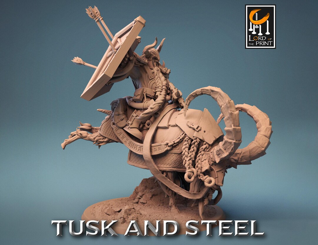 Dwarf Warrior Goat Rider Miniature | Tabletop RPG Miniature | Rescale ...