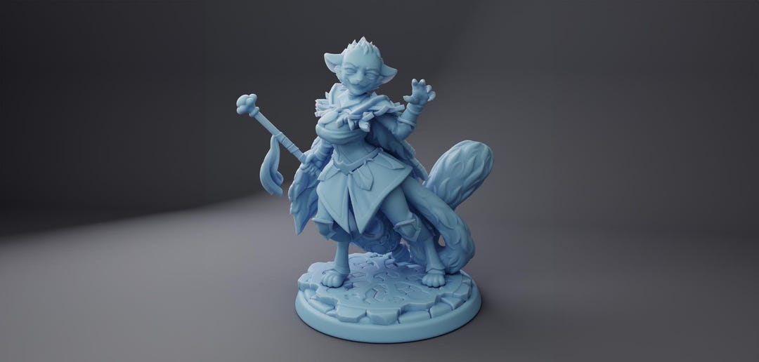 Female Tabaxi Cleric Miniature, Kizi Twin Goddess Miniatures Tabletop ...
