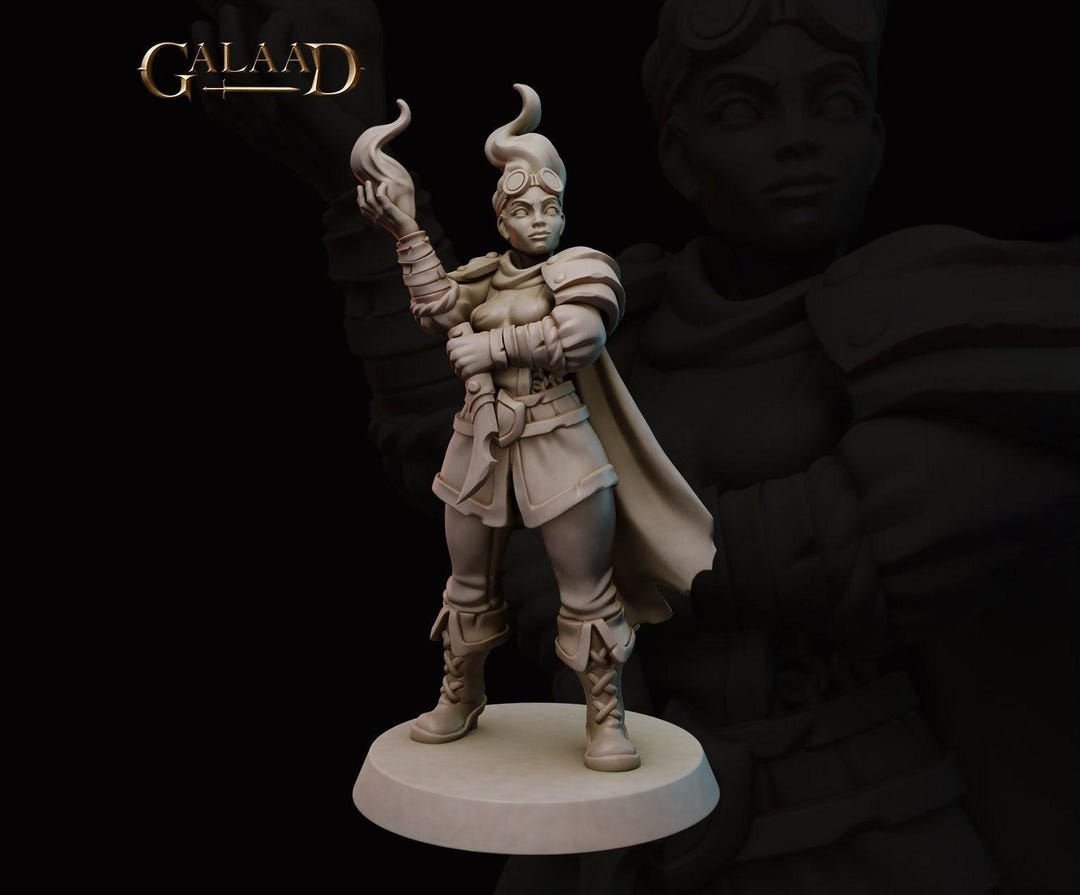 Female Fire Mage Miniature | Tabletop RPG Miniature | Galaad Miniatures ...
