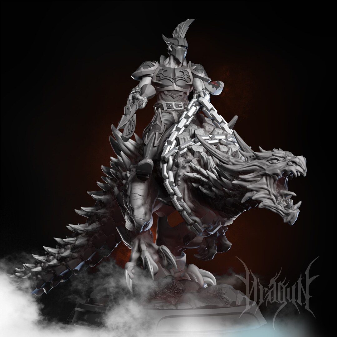 Dragon Rider Dark Knight Miniature Dragun Studios Tabletop RPG ...
