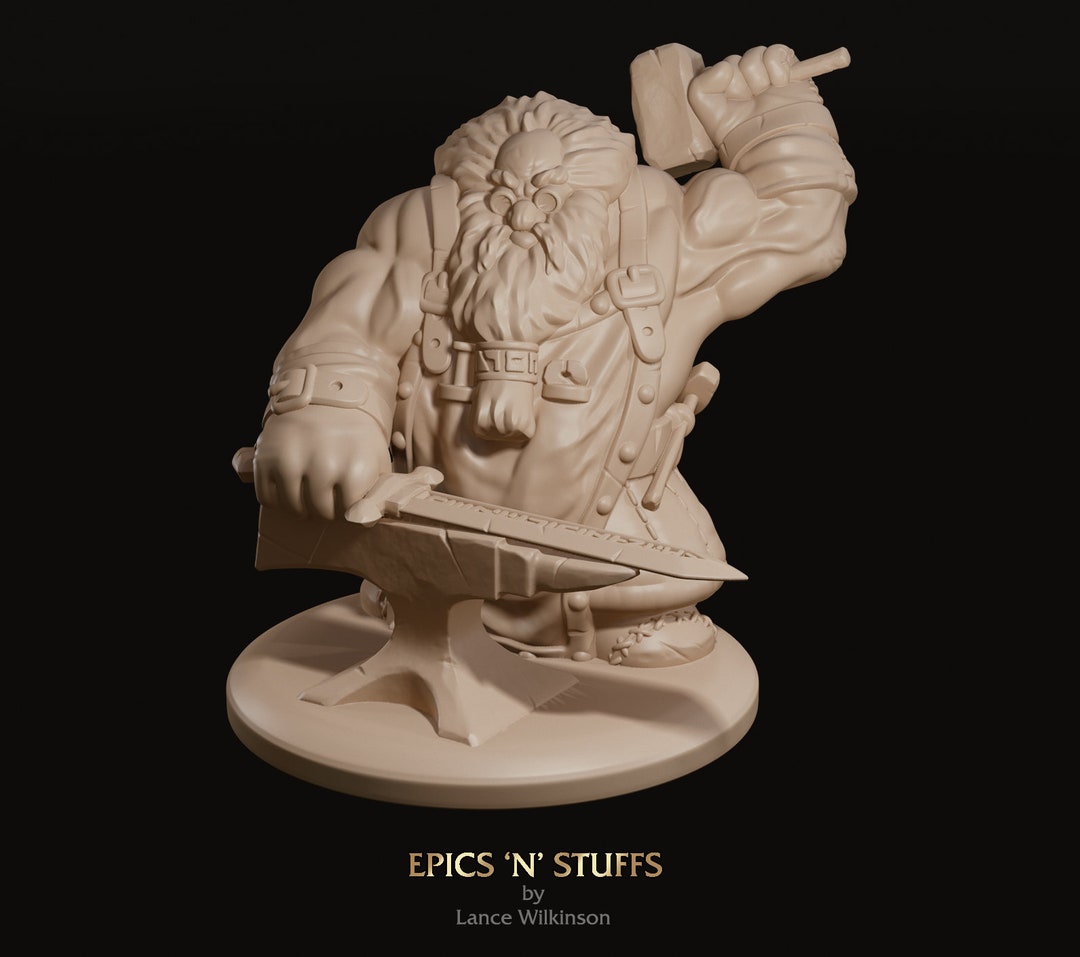 Dwarven Smith Tabletop RPG Miniature Epic 'N' Stuff Roleplaying 3D ...