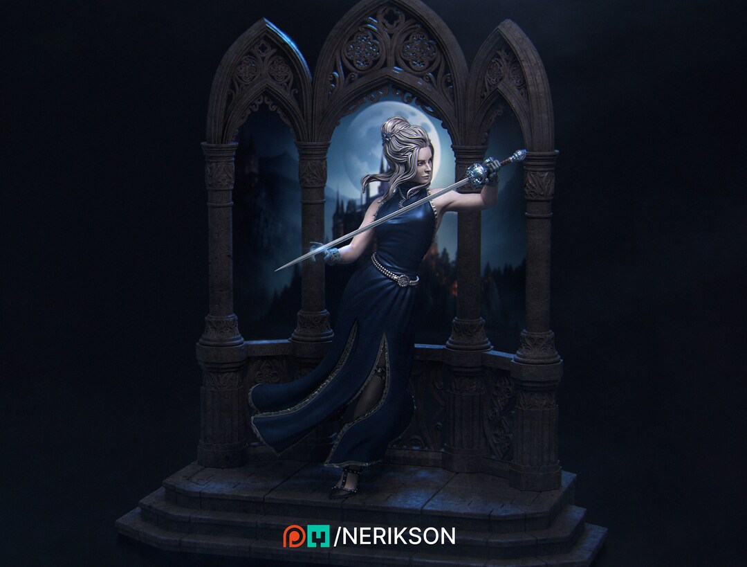 Moonlight Duelist Miniature, Luna | Tabletop RPG Miniature | Nerikson ...