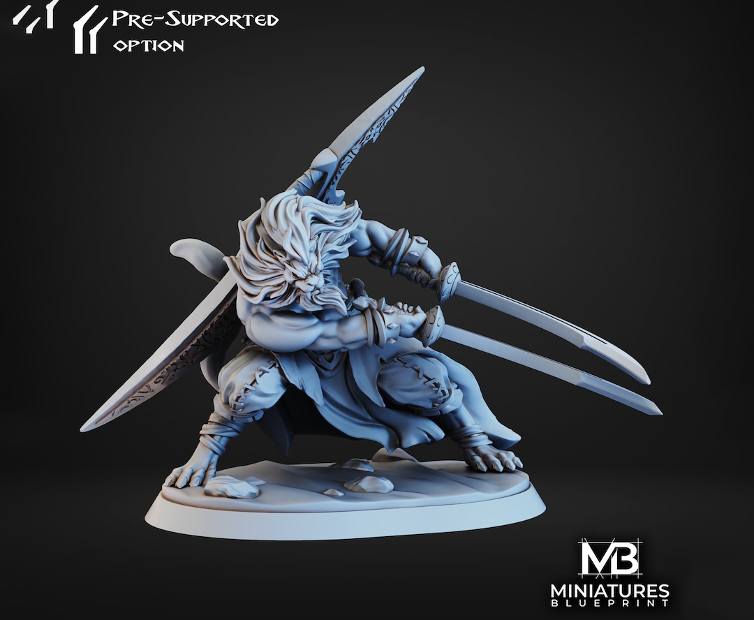 Leonin Warrior Miniature Tabletop RPG Miniature Miniatures Blueprint ...