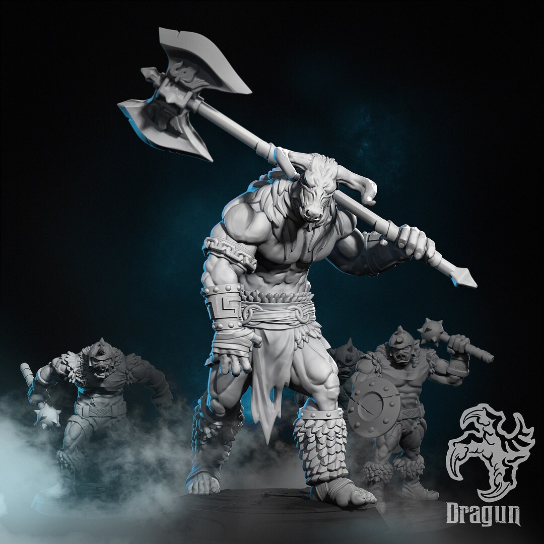 Minotaur Miniature Dragun Studios Tabletop RPG Miniature Roleplaying 3D ...