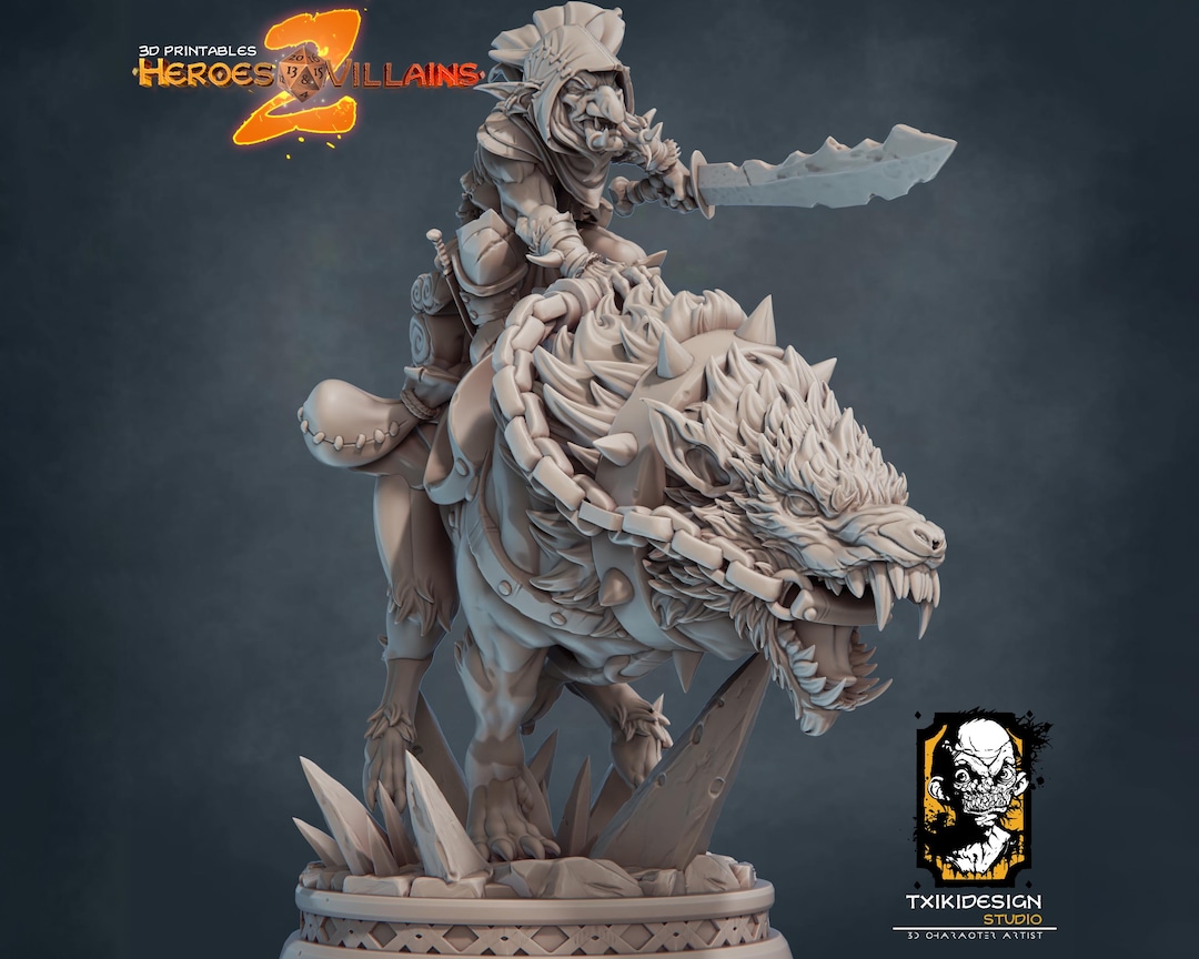 Goblin Rider Miniature | Tabletop RPG Miniature | Javier Txiki Tejedor ...