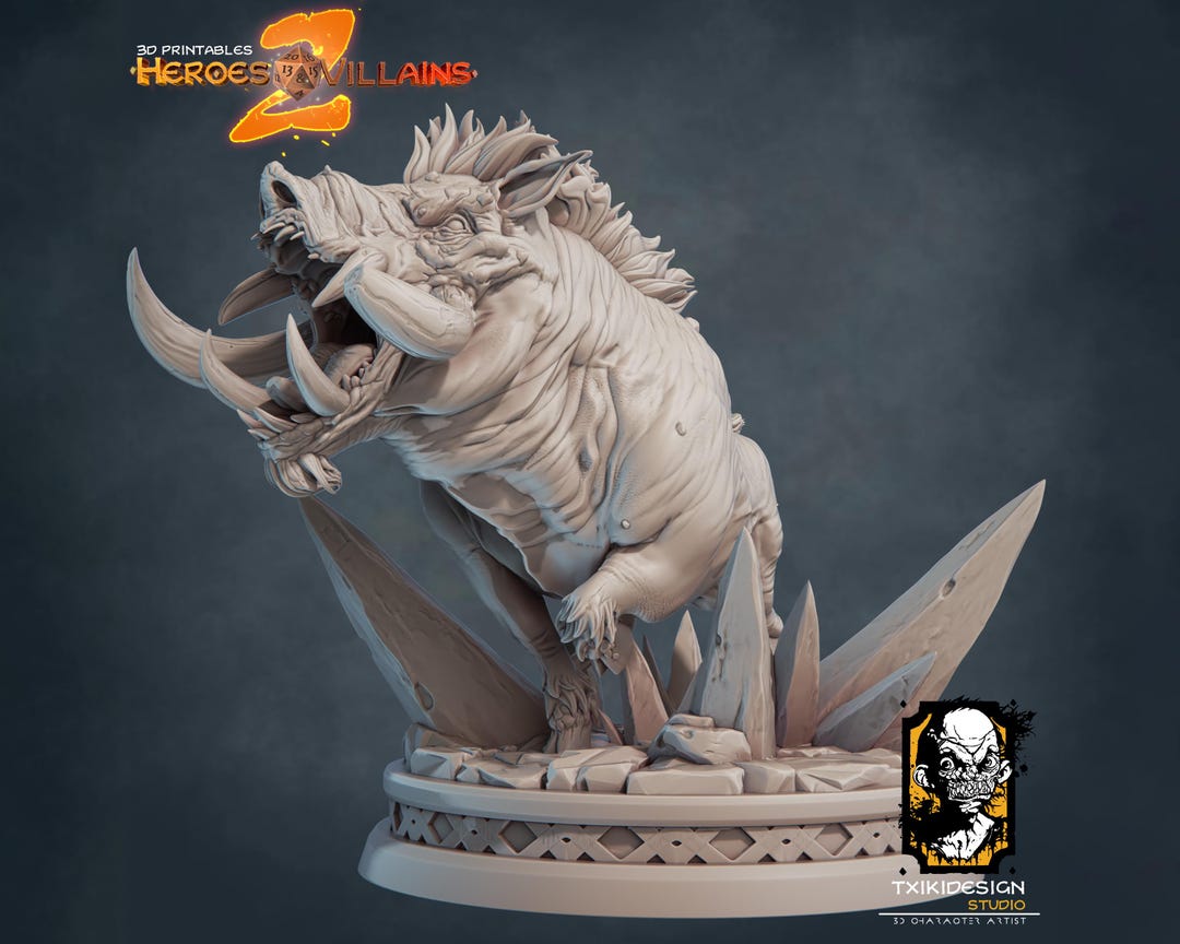 Wild Boar Miniature | Tabletop RPG Miniature | Javier Txiki Tejedor ...