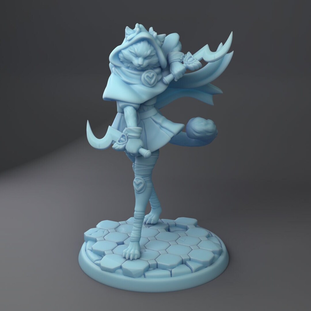 Female Tabaxi Rogue Miniature Twin Goddess Miniatures Tabletop RPG ...