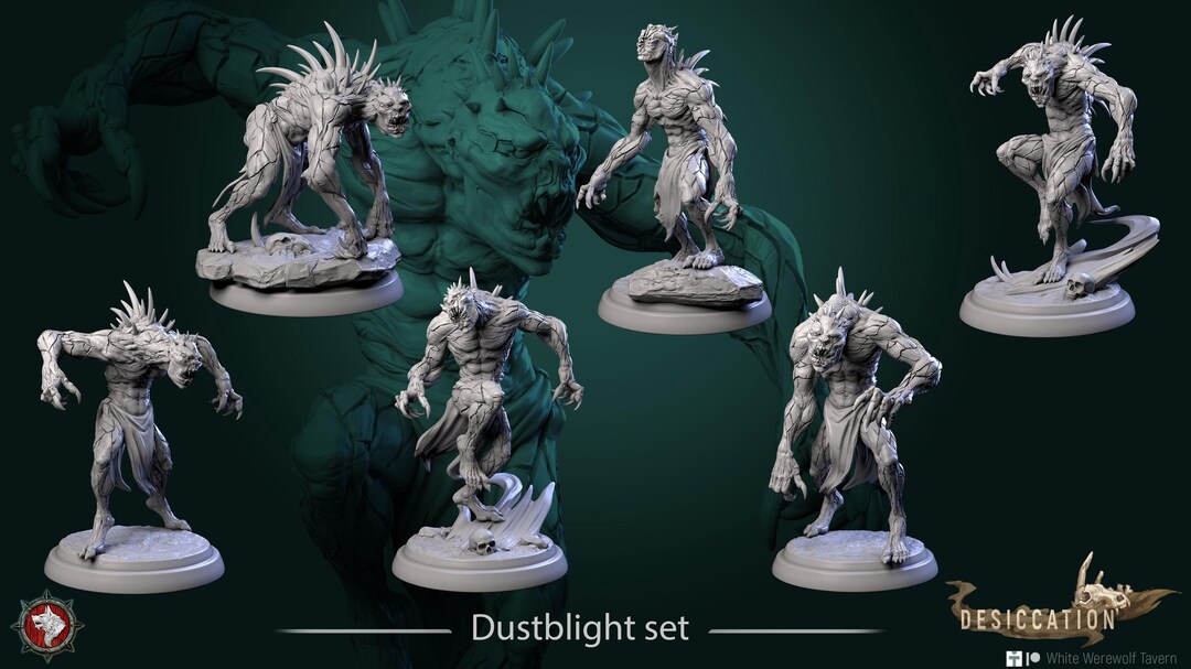 Dustblight Miniature Tabletop RPG Miniature White Werewolf Tavern Roleplaying 3D Printed Fantasy ...