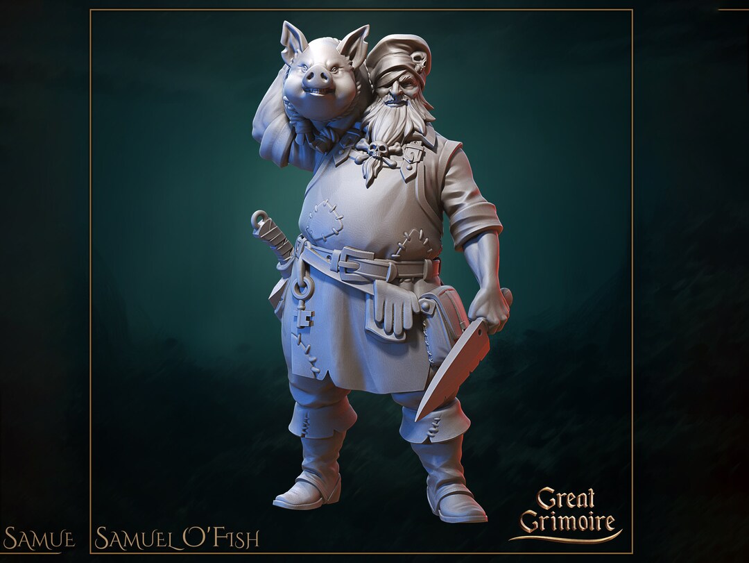 Pirate Cook Miniature, Samuel Tabletop RPG Miniature Great Grimoire ...