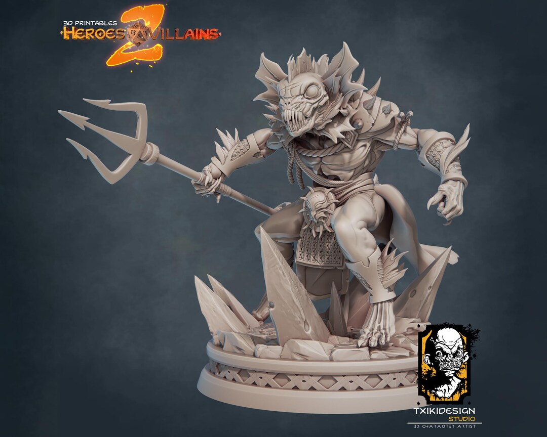 Fishman Warrior Miniature | Tabletop RPG Miniature | Javier Txiki ...