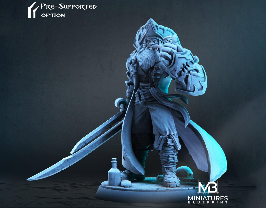 Pirate Captain Miniature | Tabletop RPG Miniature | Miniatures ...