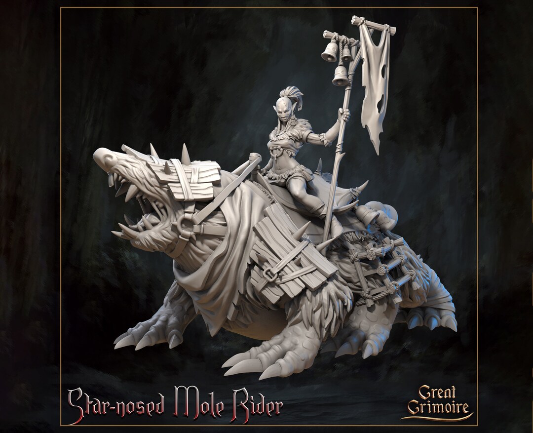 Eyeless Mole Rider Miniature | Tabletop RPG Miniature | Great Grimoire ...