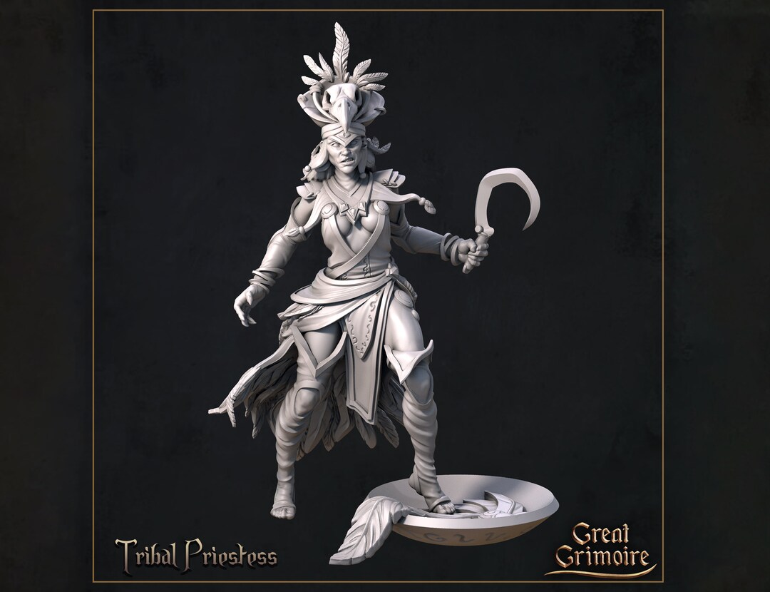 Tribal Priestess Miniature | Tabletop RPG Miniature | Great Grimoire ...