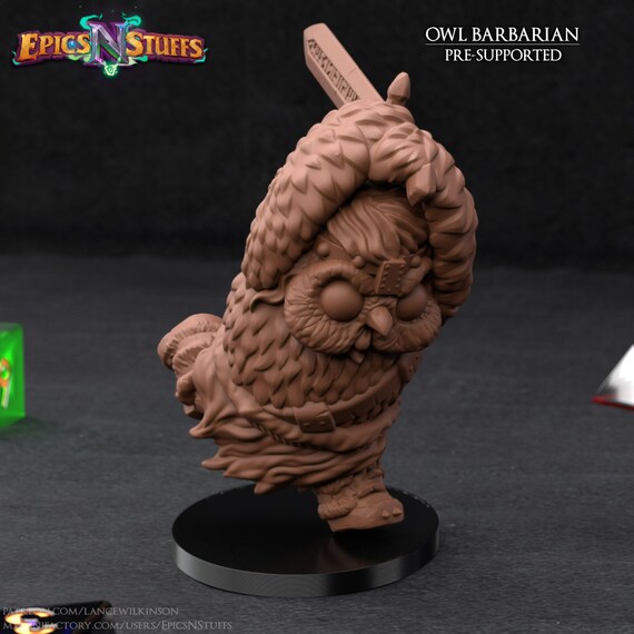 Owl Barbarian Miniature Tabletop RPG Miniature Epic - Etsy