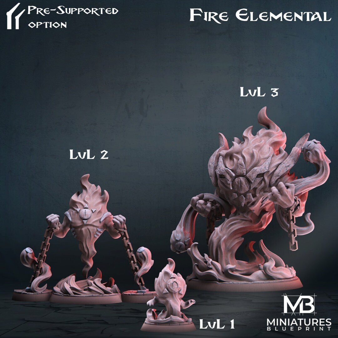 Fire Elemental Miniature Tabletop RPG Miniature Miniatures Blueprint ...