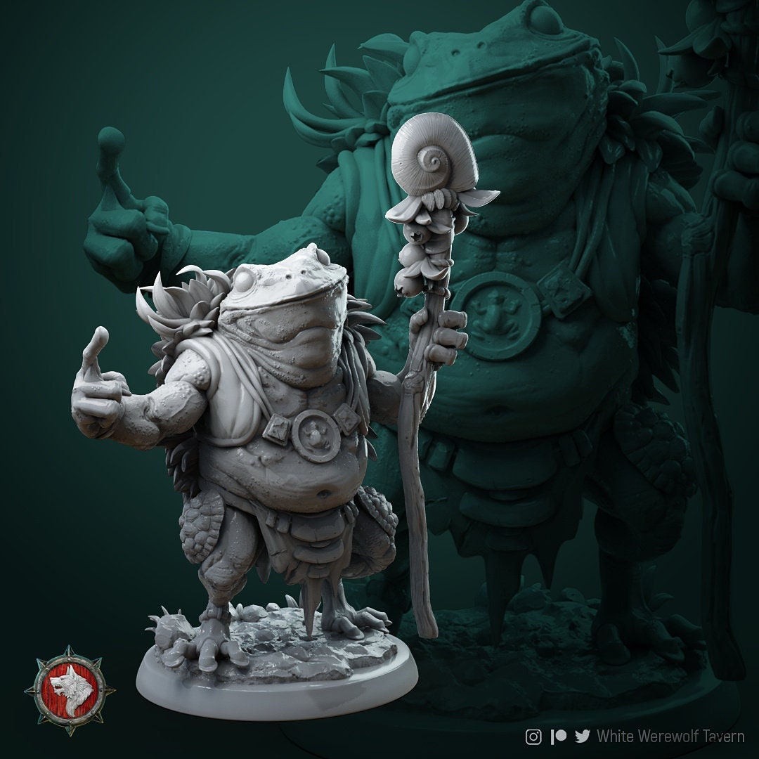 Frogfolk Shaman Miniature Tabletop RPG Miniature White Werewolf Tavern ...