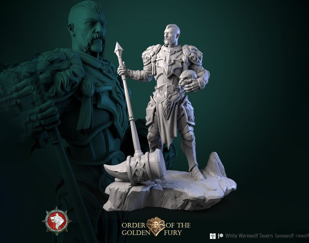 Fury Knight Miniature, Dukas Tabletop RPG Miniature White Werewolf ...