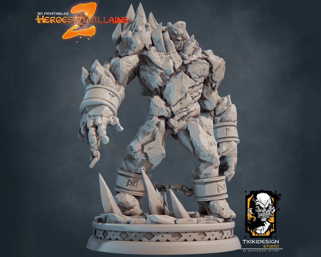 Stone Golem Miniature | Tabletop RPG Miniature | Javier Txiki Tejedor ...