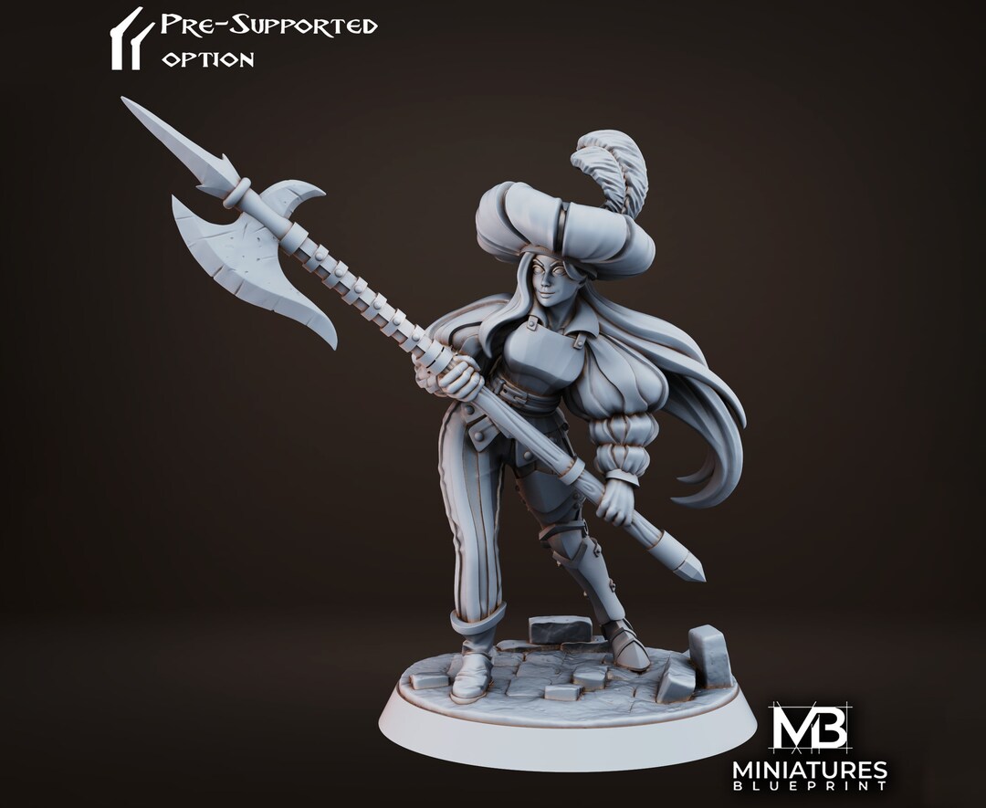 Female Pikeman Miniature Tabletop RPG Miniature Miniatures Blueprint ...