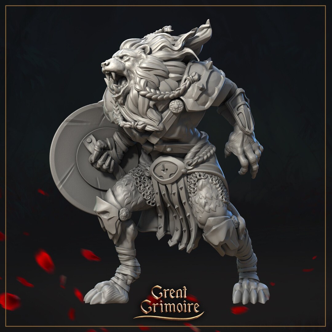 Lion Warrior Miniature | Tabletop RPG Miniature | Great Grimoire ...