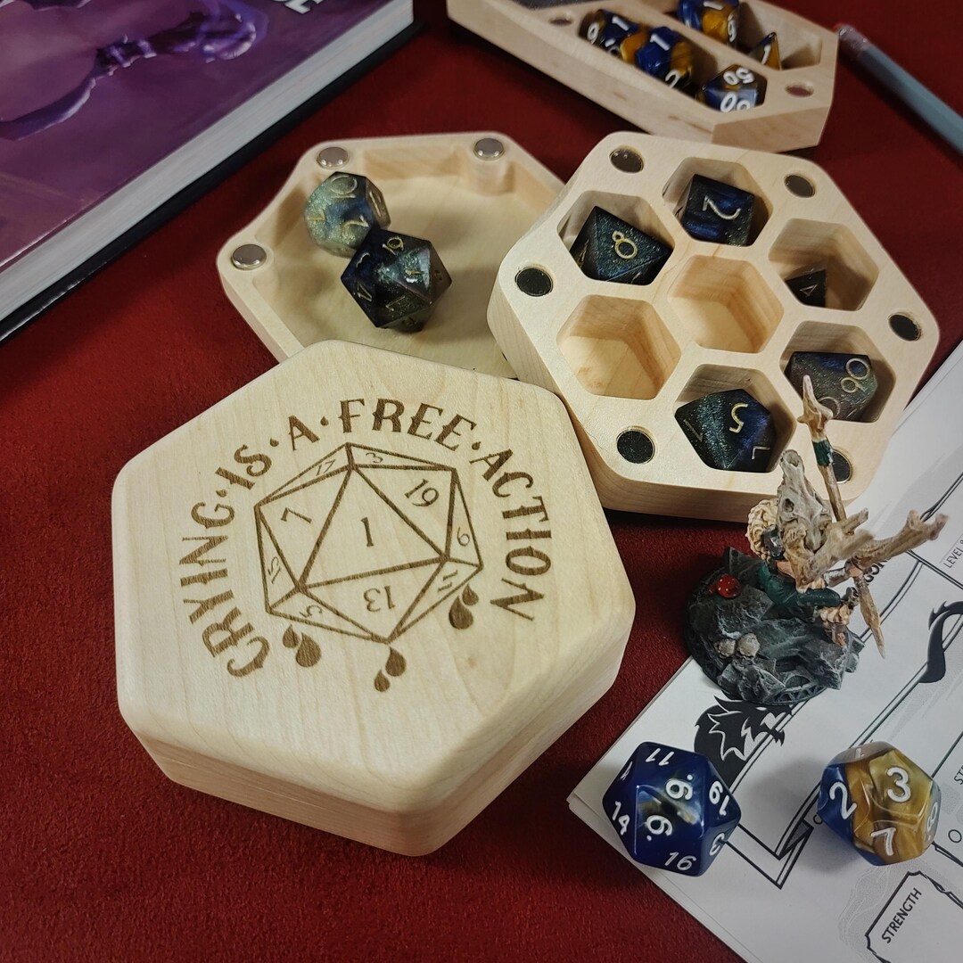 Engraved Wooden Dice Box | TTRPG Dnd Dice Storage | Magnetic Case ...