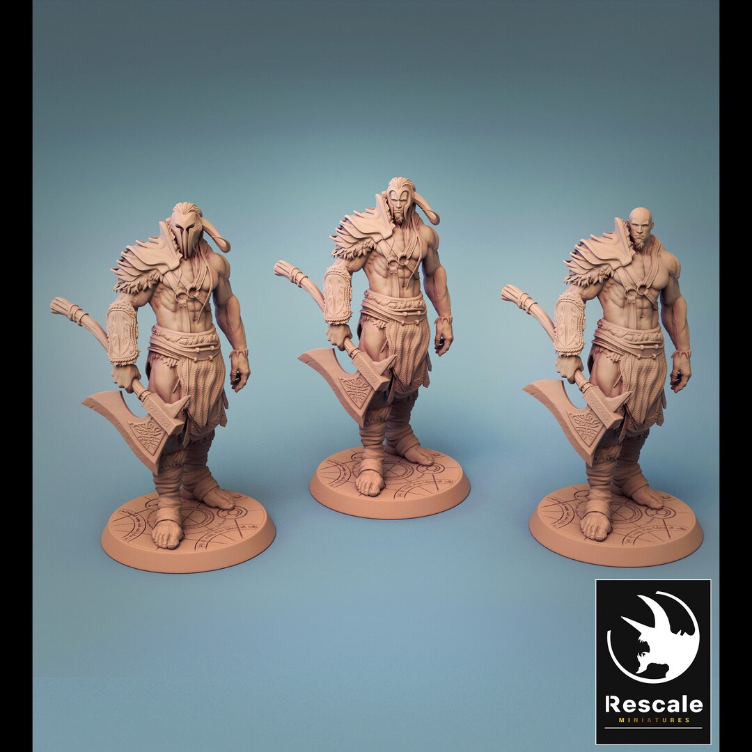 Barbarian Miniature Tabletop RPG Miniature Rescale Miniature ...