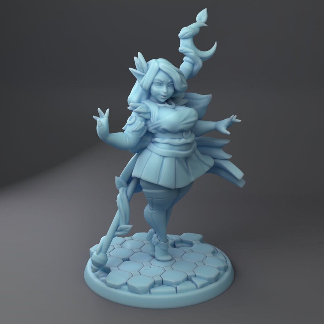 Female Elf Wizard Miniature | Twin Goddess Miniatures | Tabletop RPG ...