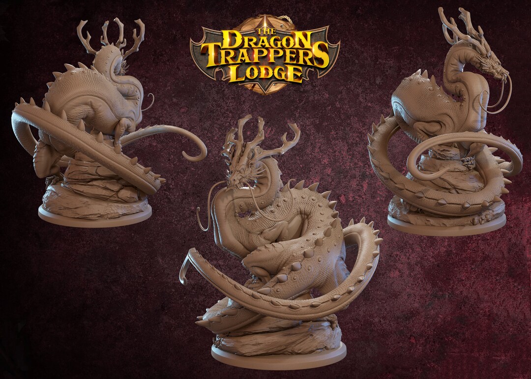 Earth Dragon Miniature Tabletop Rpg Miniature Dragon Trappers Lodge Roleplaying 3d Printed