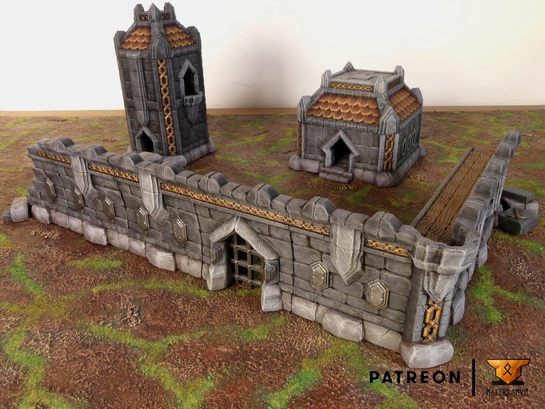 Dwarf Wall Modular Terrain Scenery | Makers Anvil | Roleplaying 3D ...