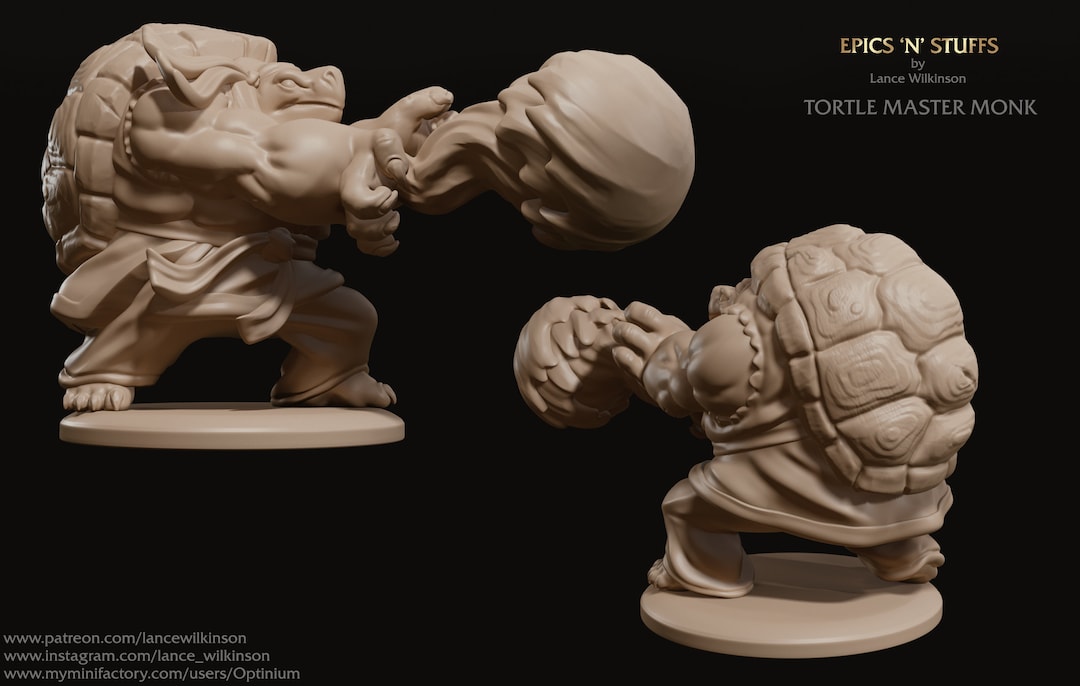 Tortle Monk Tabletop RPG Miniature Epic 'N' Stuff Roleplaying 3D ...