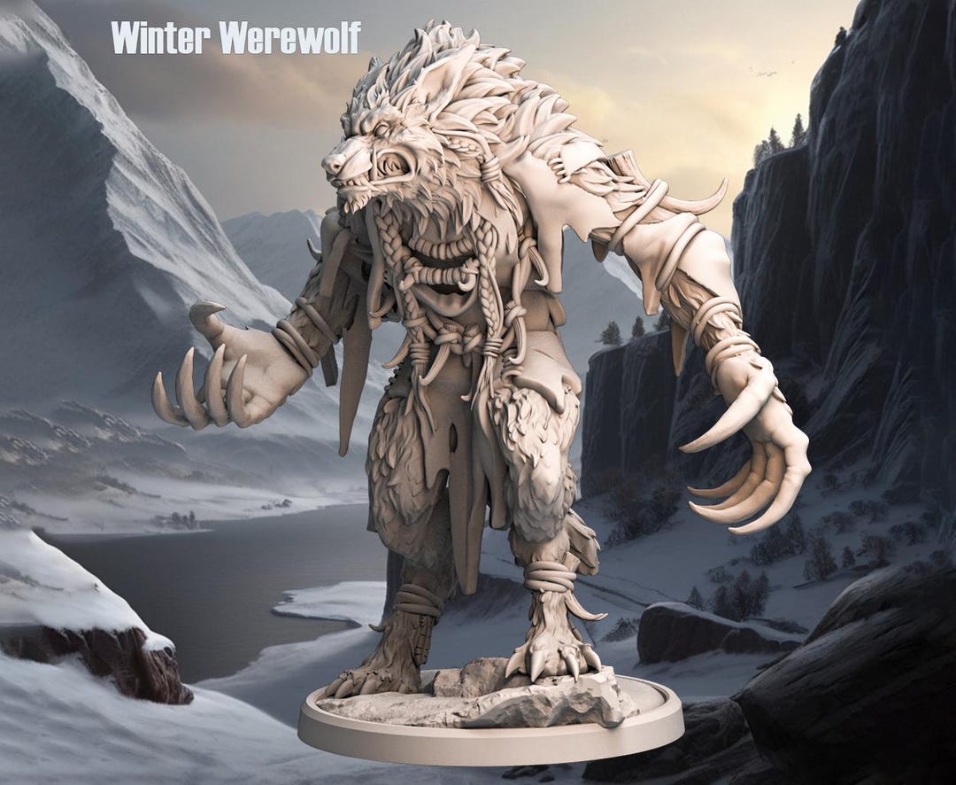 Frost Werewolf Miniature Tabletop RPG Miniature Monolith Arts ...
