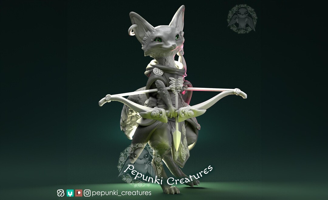 Female Fox Archer Miniature | Tabletop RPG Miniature | Pepunki ...
