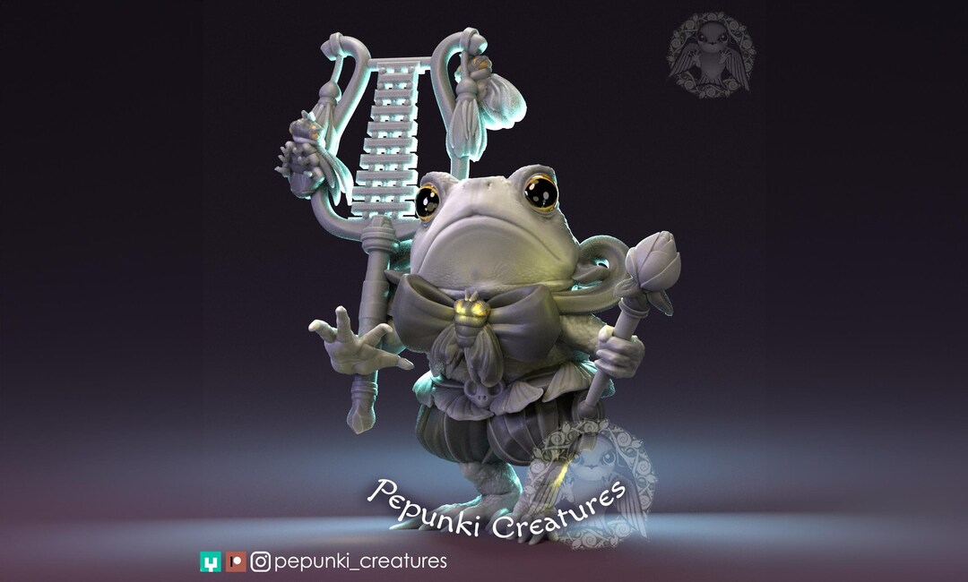 Toad Bard Miniature | Tabletop RPG Miniature | Pepunki Creatures ...