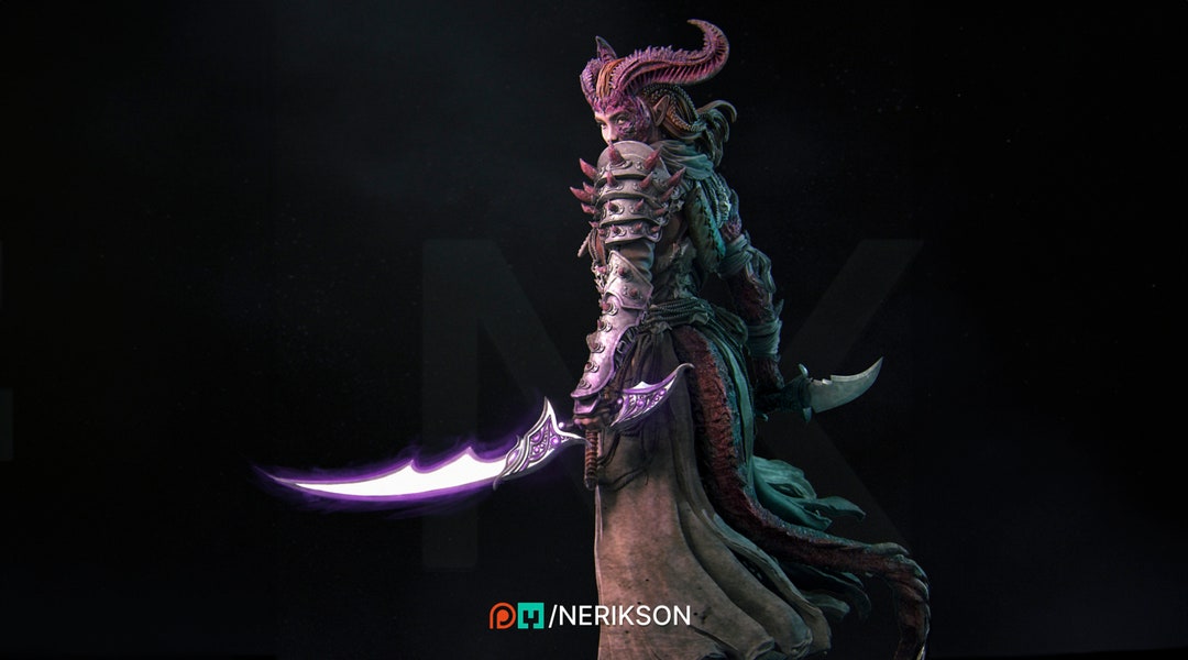 Female Demon Hunter Miniature, Iensi | Tabletop RPG Miniature ...