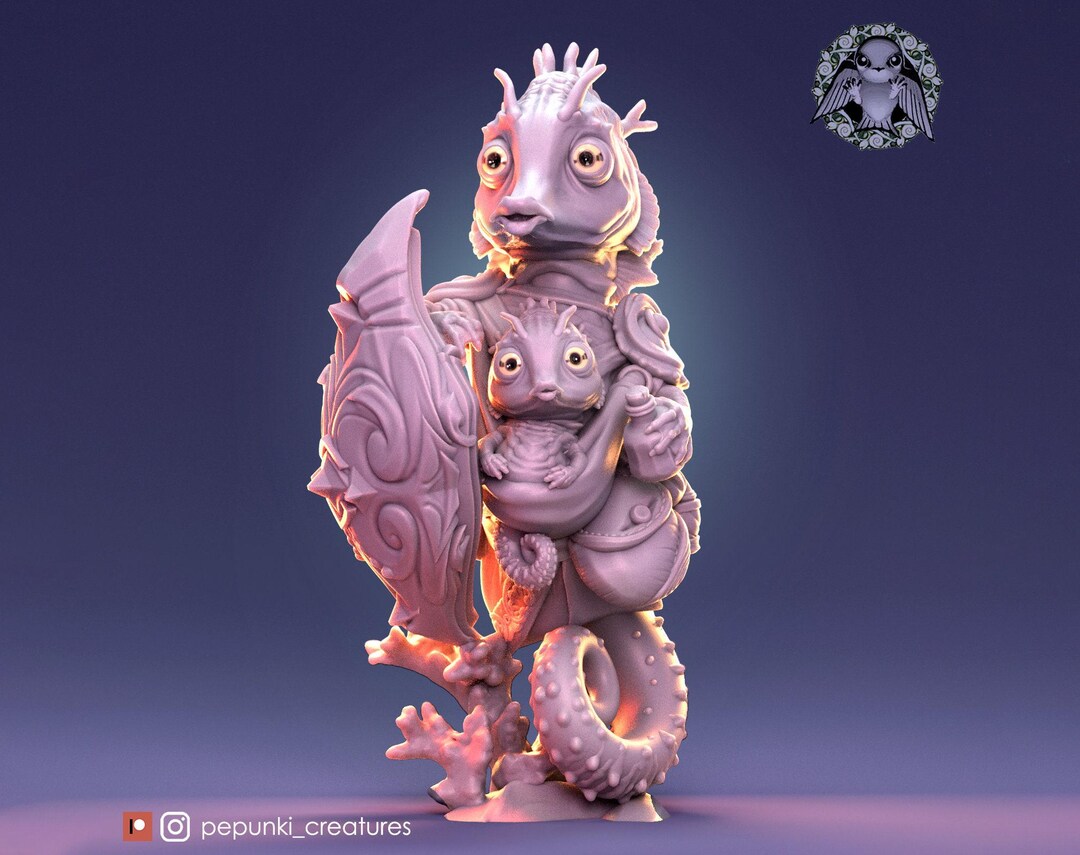 Seahorse Dad Miniature | Tabletop RPG Miniature | Pepunki Creatures ...