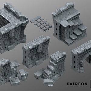 Dwarf Wall Modular Terrain Scenery | Makers Anvil | Roleplaying 3D ...