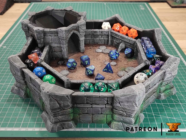 Dice Arena Dice Tower 3D Printed | Makers Anvil | Roleplaying 3D ...