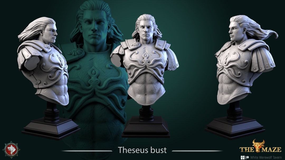 Warrior Theseus Bust Tabletop RPG Miniature White Werewolf Tavern ...