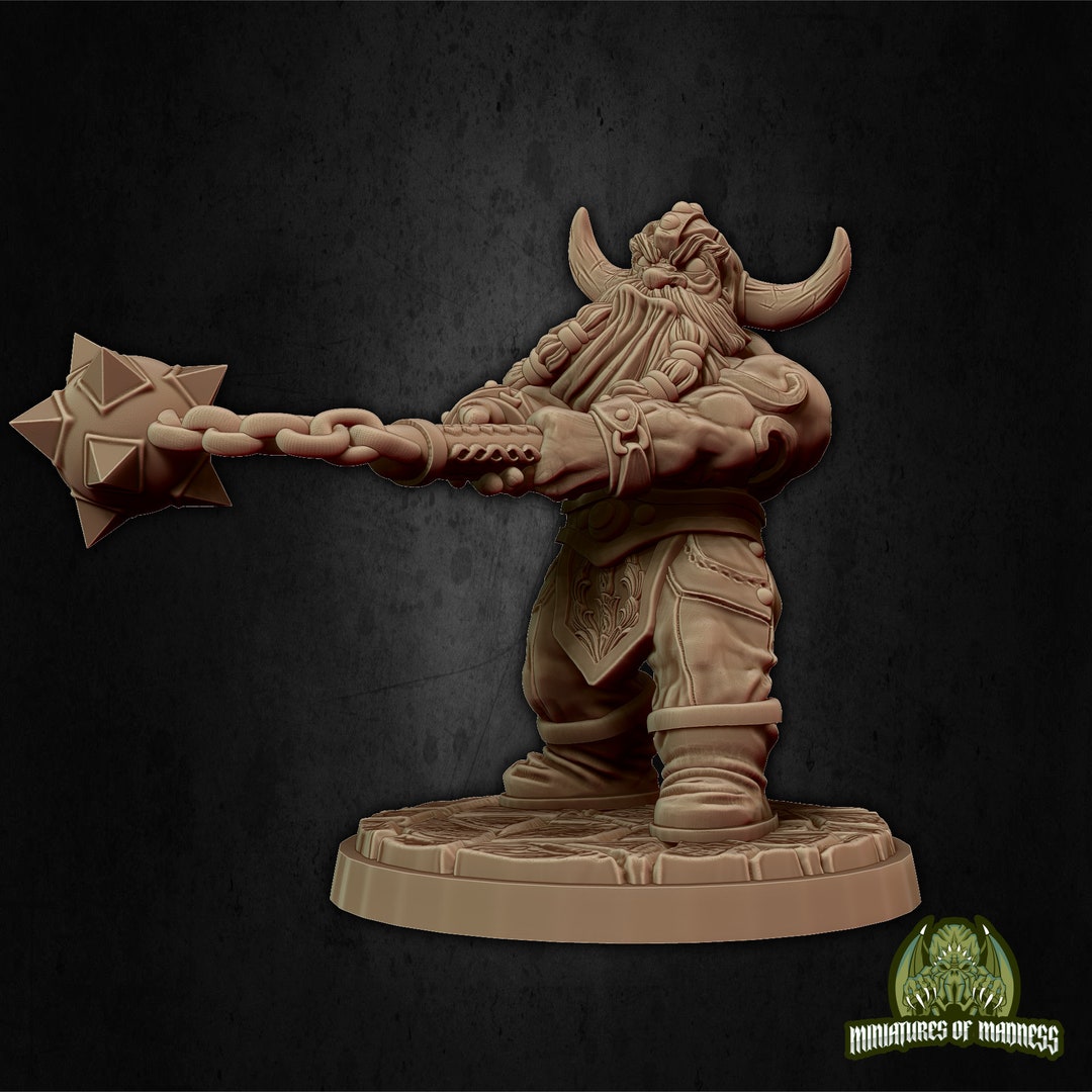 Dwarf Barbarian Miniature, Doli the Smasher | Tabletop RPG Miniature ...