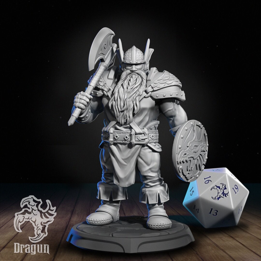 Dwarf Warrior Miniature Dragun Studios Tabletop RPG Miniature ...