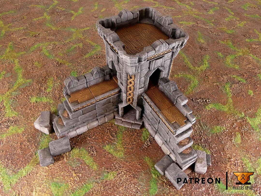 Dwarf Wall Tower Terrain Scenery Makers Anvil Roleplaying 3D Printed ...