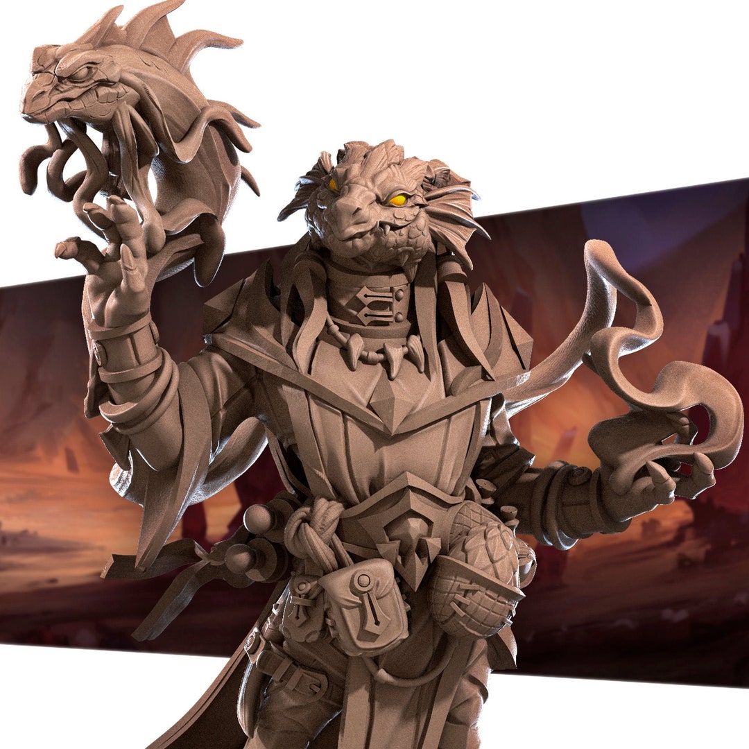 Female Dragonborn Wizard Miniature Tabletop RPG Miniature Bite the ...